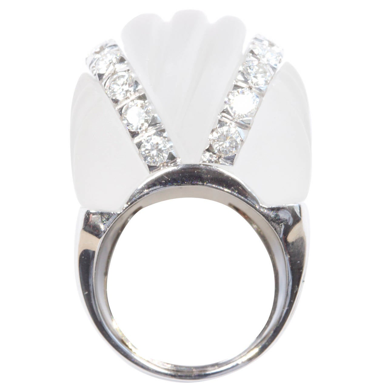 Italian Rock Crystal Diamond Gold Ring at 1stDibs