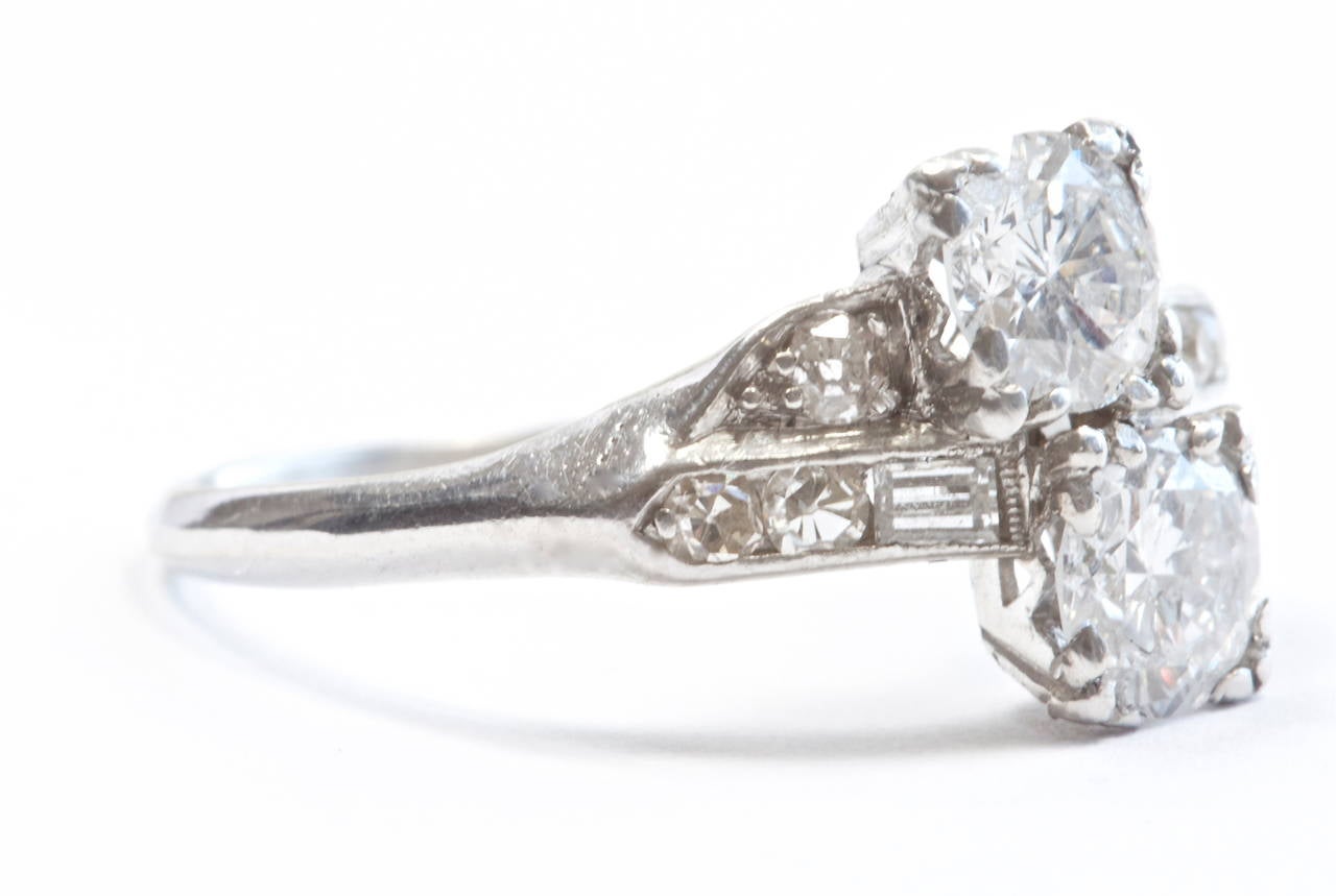 Double Diamond Platinum Engagement Ring at 1stDibs | double diamond ...