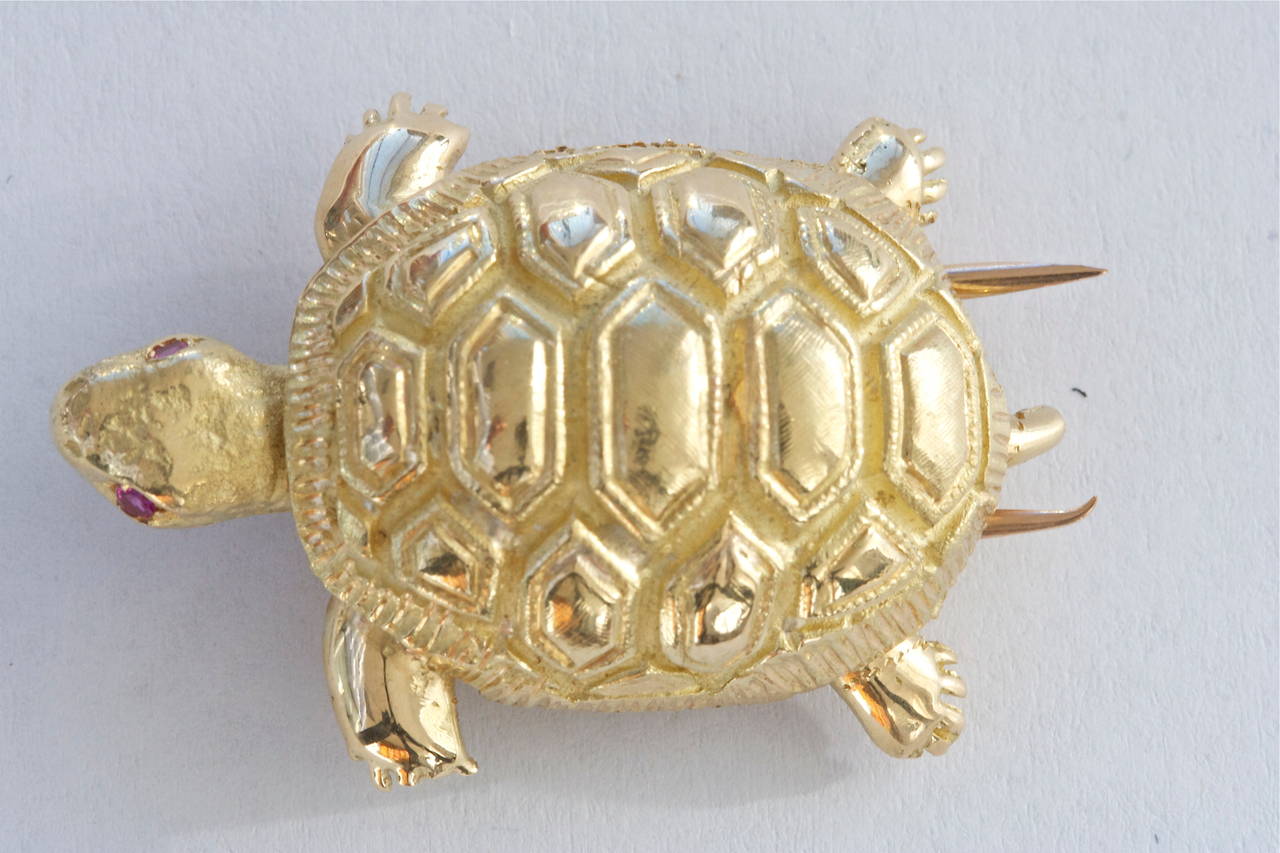 Gold Ruby Turtle Brooch at 1stDibs