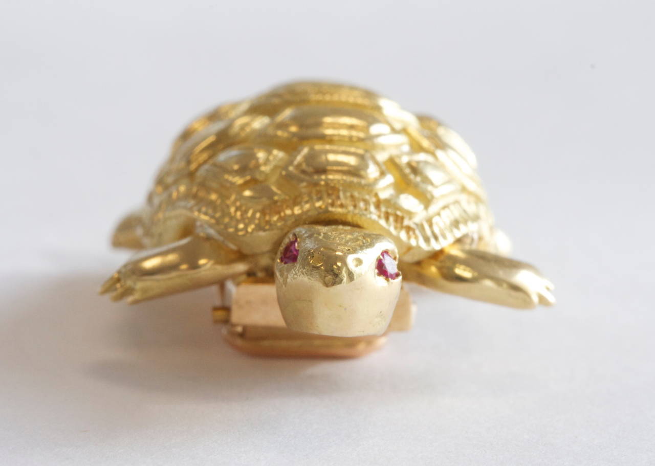 Gold Ruby Turtle Brooch at 1stDibs