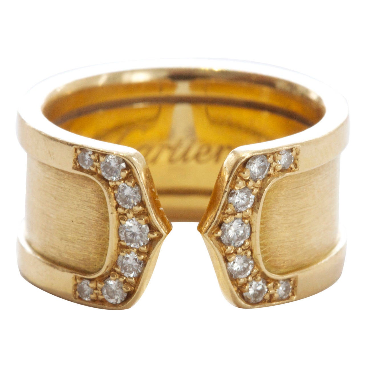 Large Cartier Double C Diamond Ring at 1stDibs | cartier double c ring ...