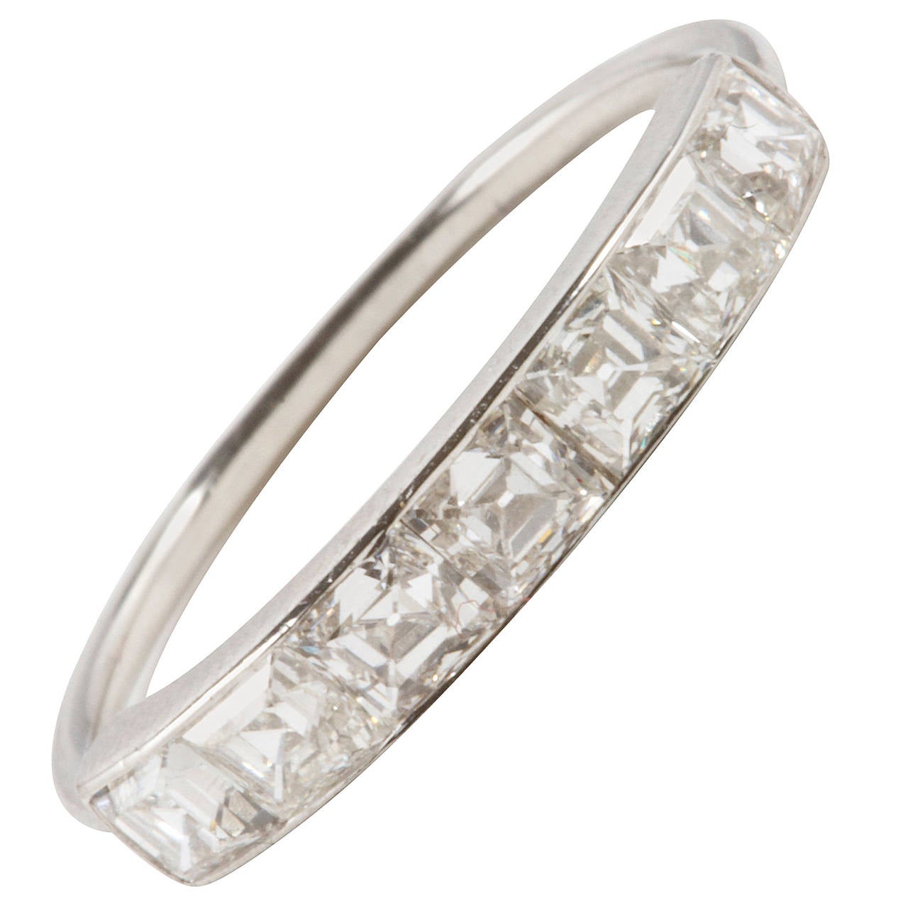 Art Deco French Cut Diamond Platinum Ring at 1stDibs