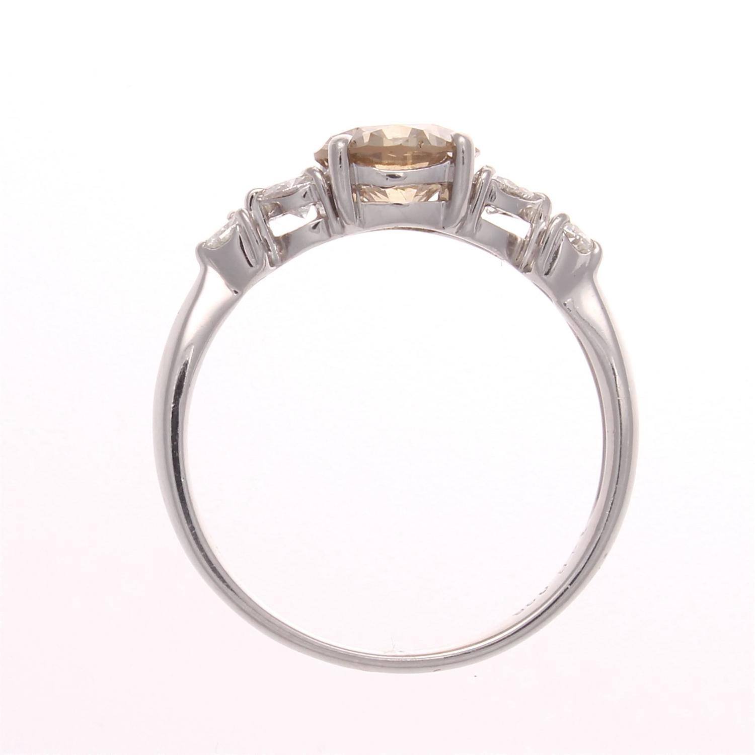 Light Champagne Colored Diamond Platinum Engagement Ring at 1stdibs