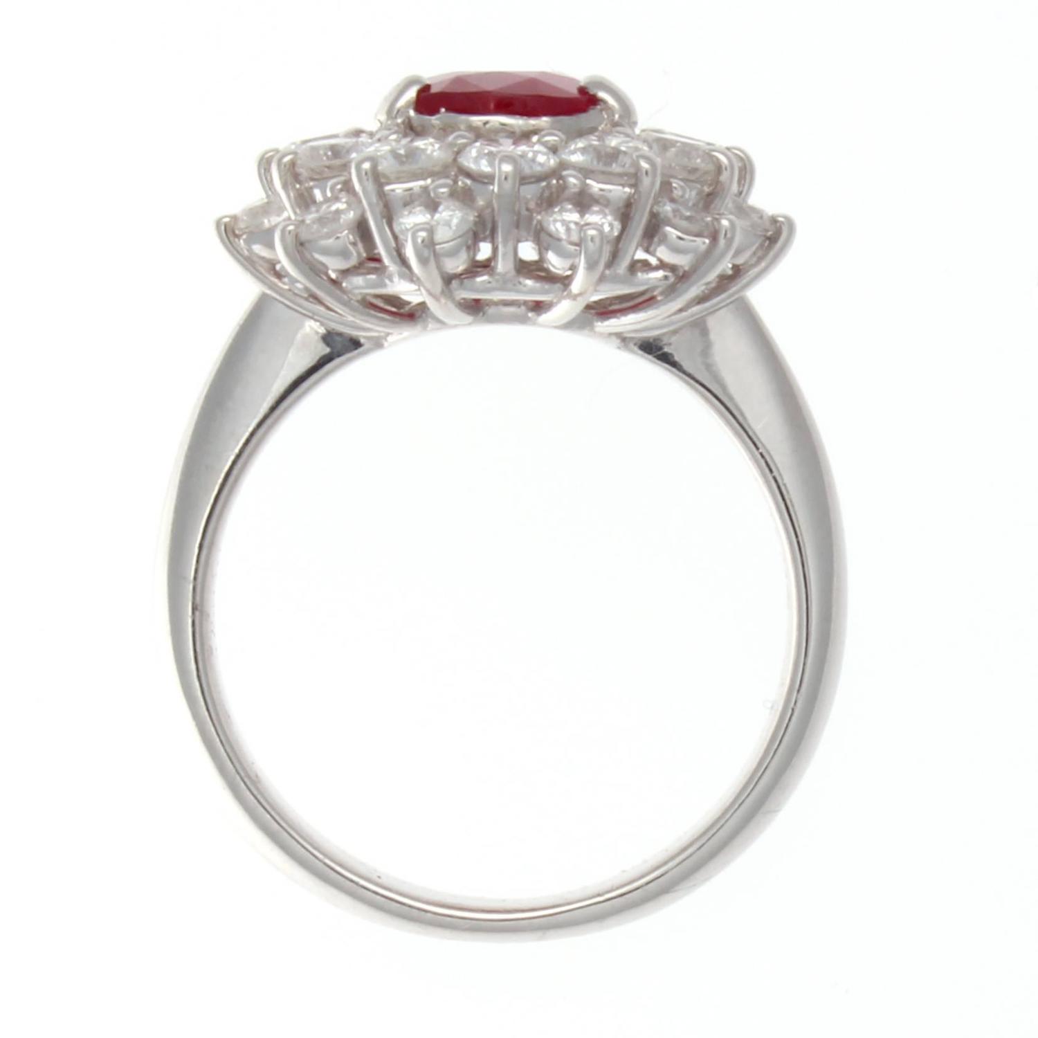 Natural 3 Carat Burma Ruby Diamond Platinum Ring at 1stdibs