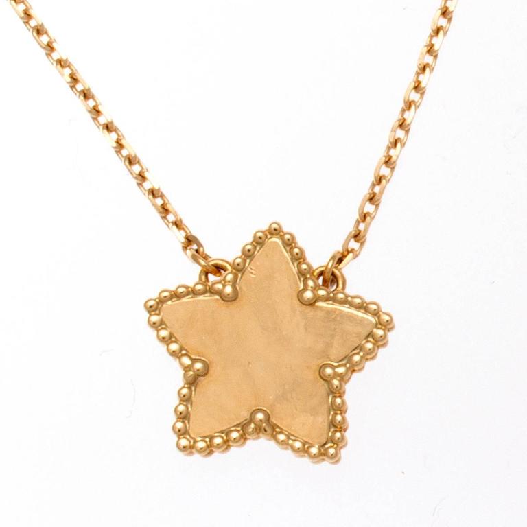 Van Cleef and Arpels Mother of Pearl Lucky Star Gold Necklace at ...