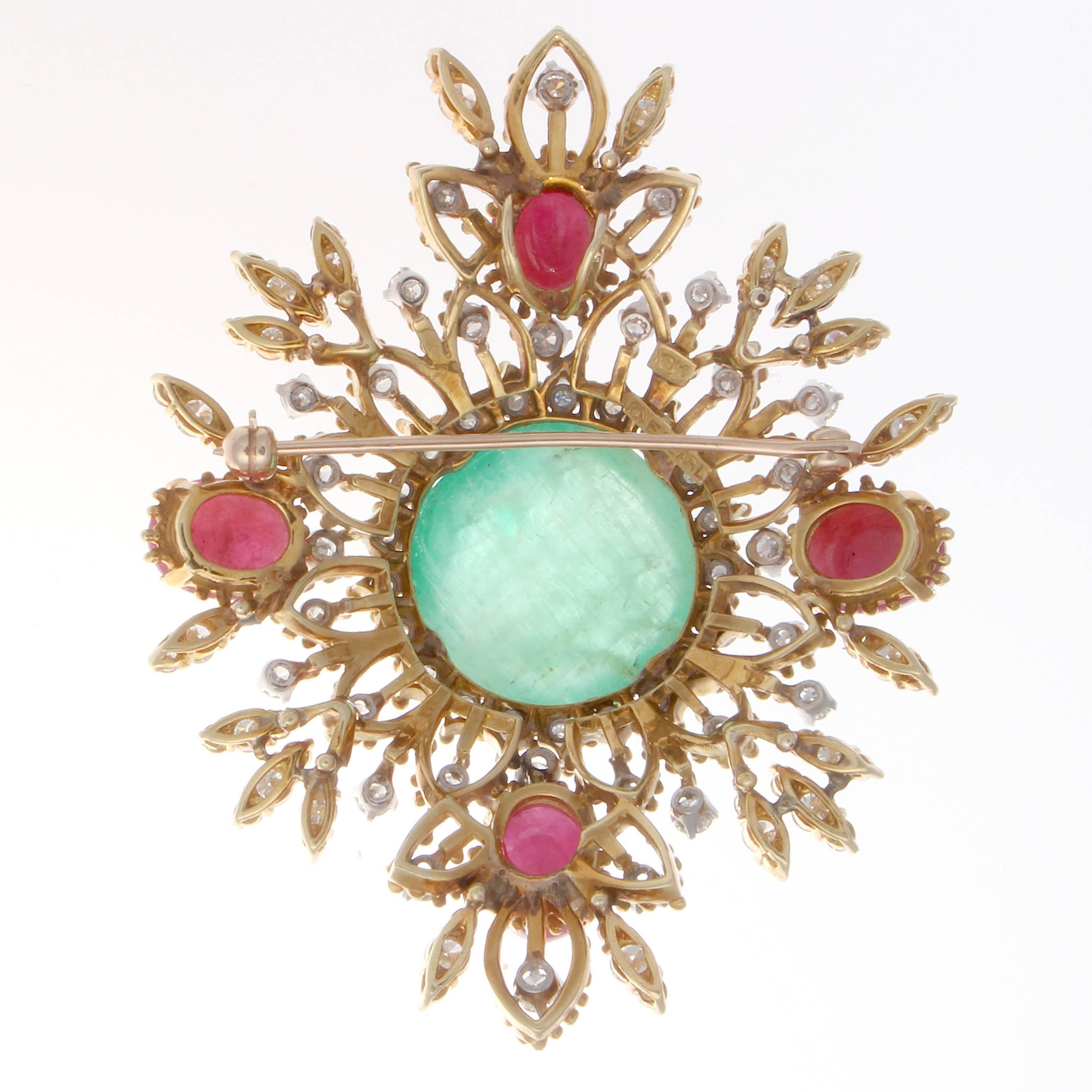 Erwin Pearl Emerald Ruby Diamond Gold Brooch at 1stDibs | erwin pearl ...