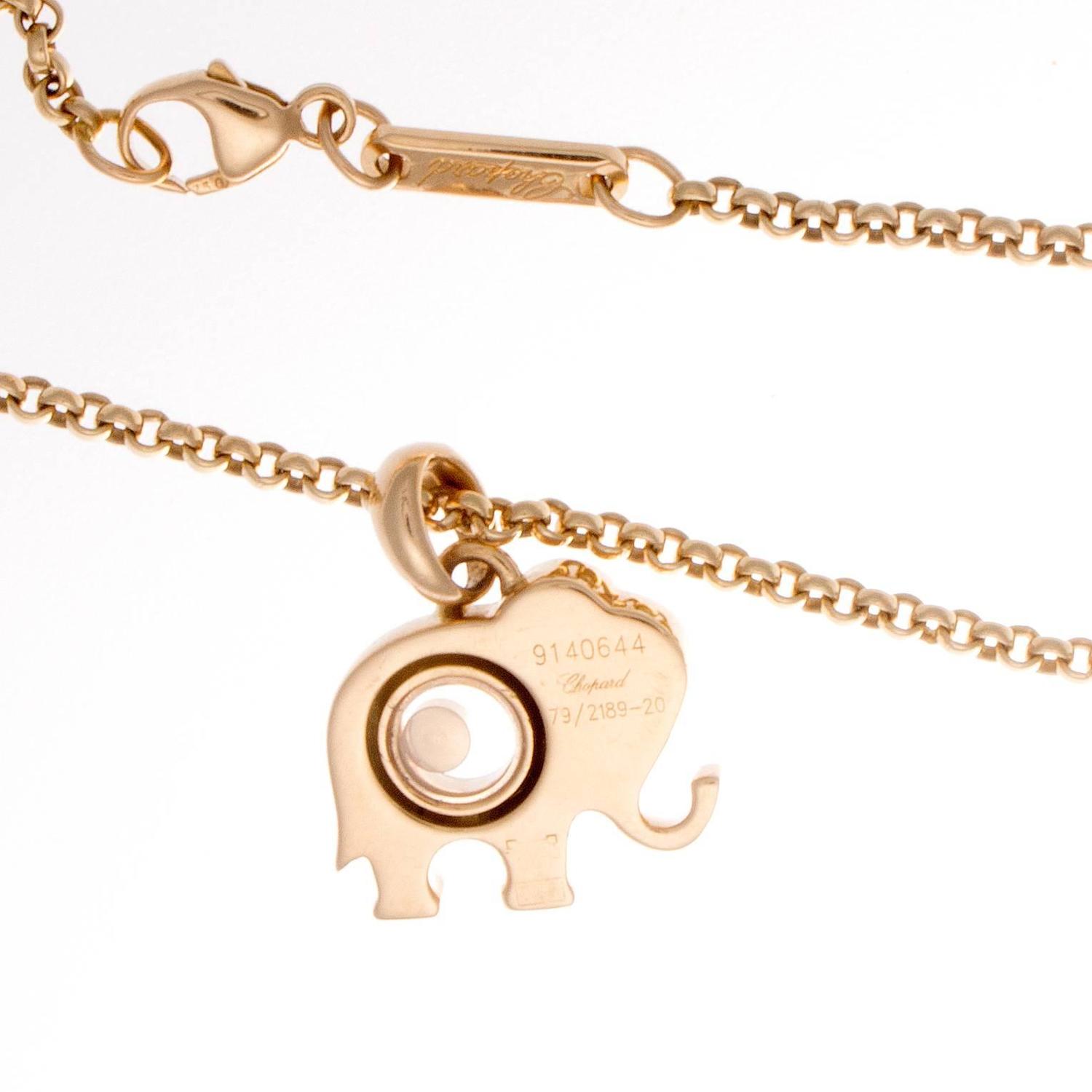 Chopard Sapphire Diamond Gold Happy Elephant Necklace at 1stdibs