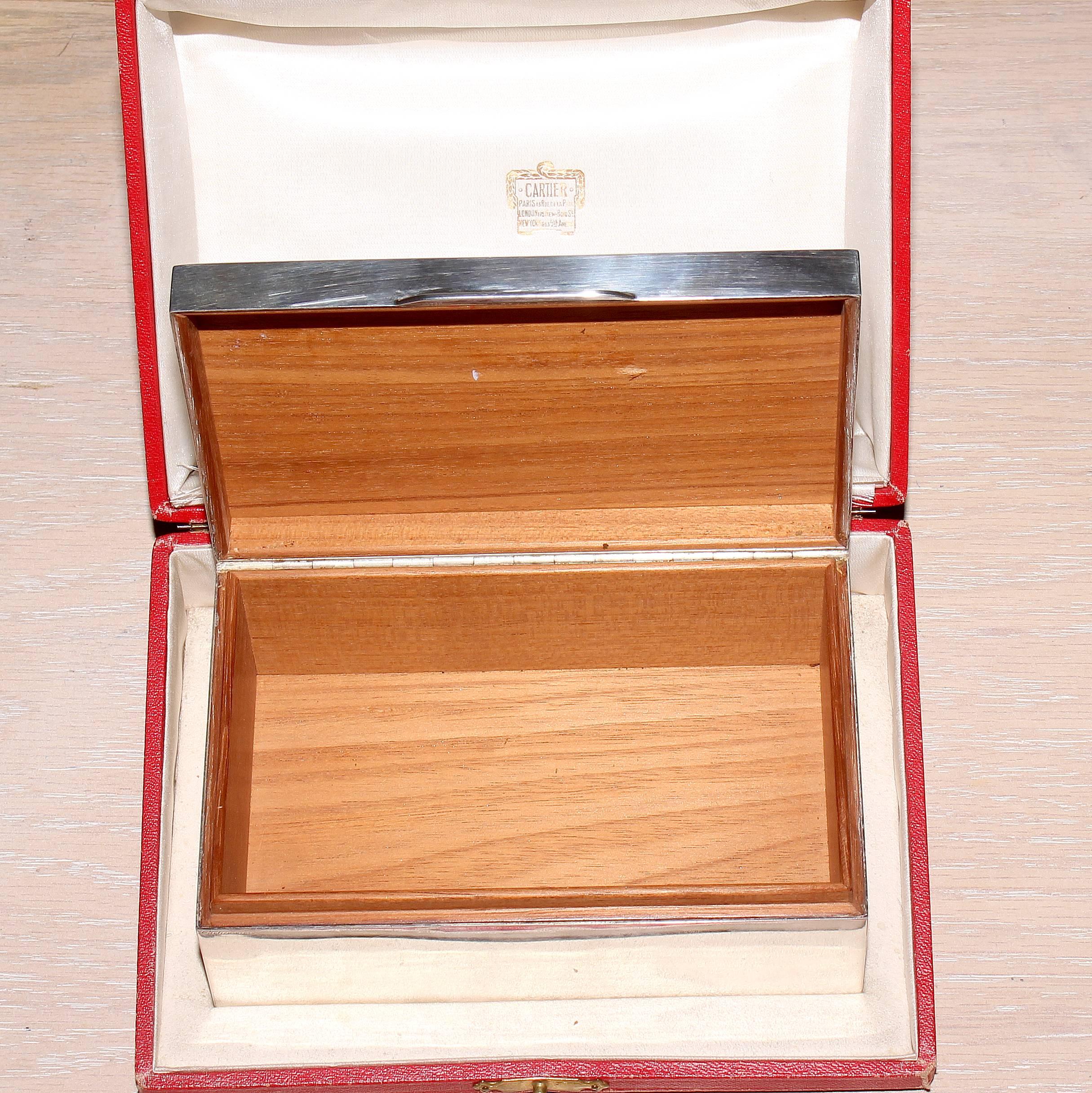 Cartier Paris Silver Wood Humidor Box at 1stDibs | cartier humidor