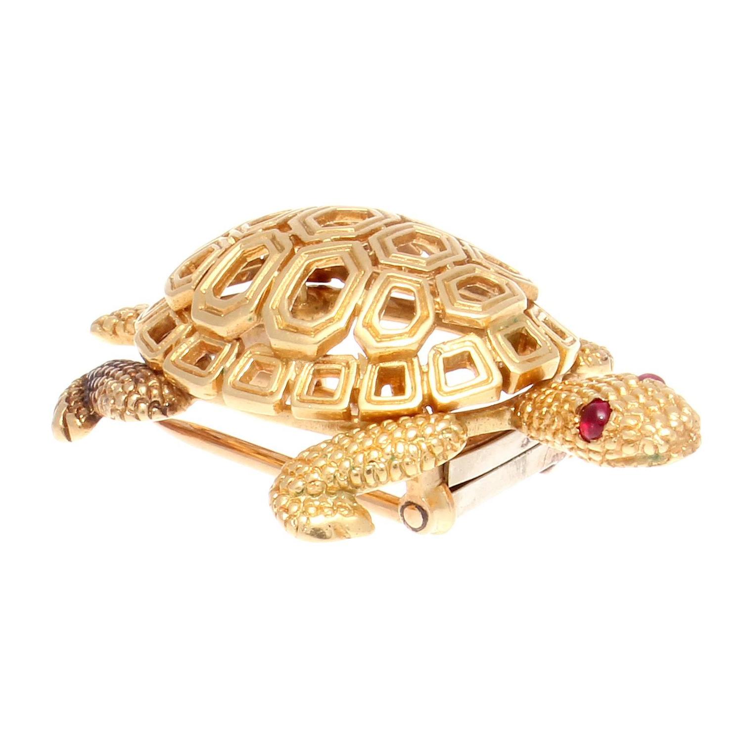 Cartier Paris Ruby Gold Turtle Brooch at 1stdibs