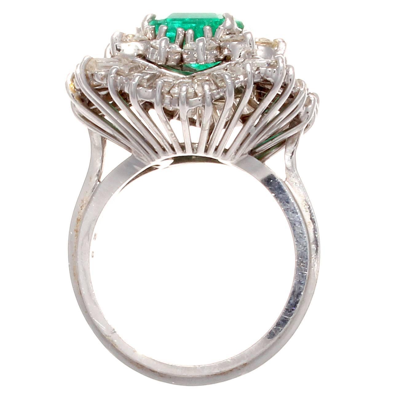 Emerald Diamond Platinum Ring at 1stdibs