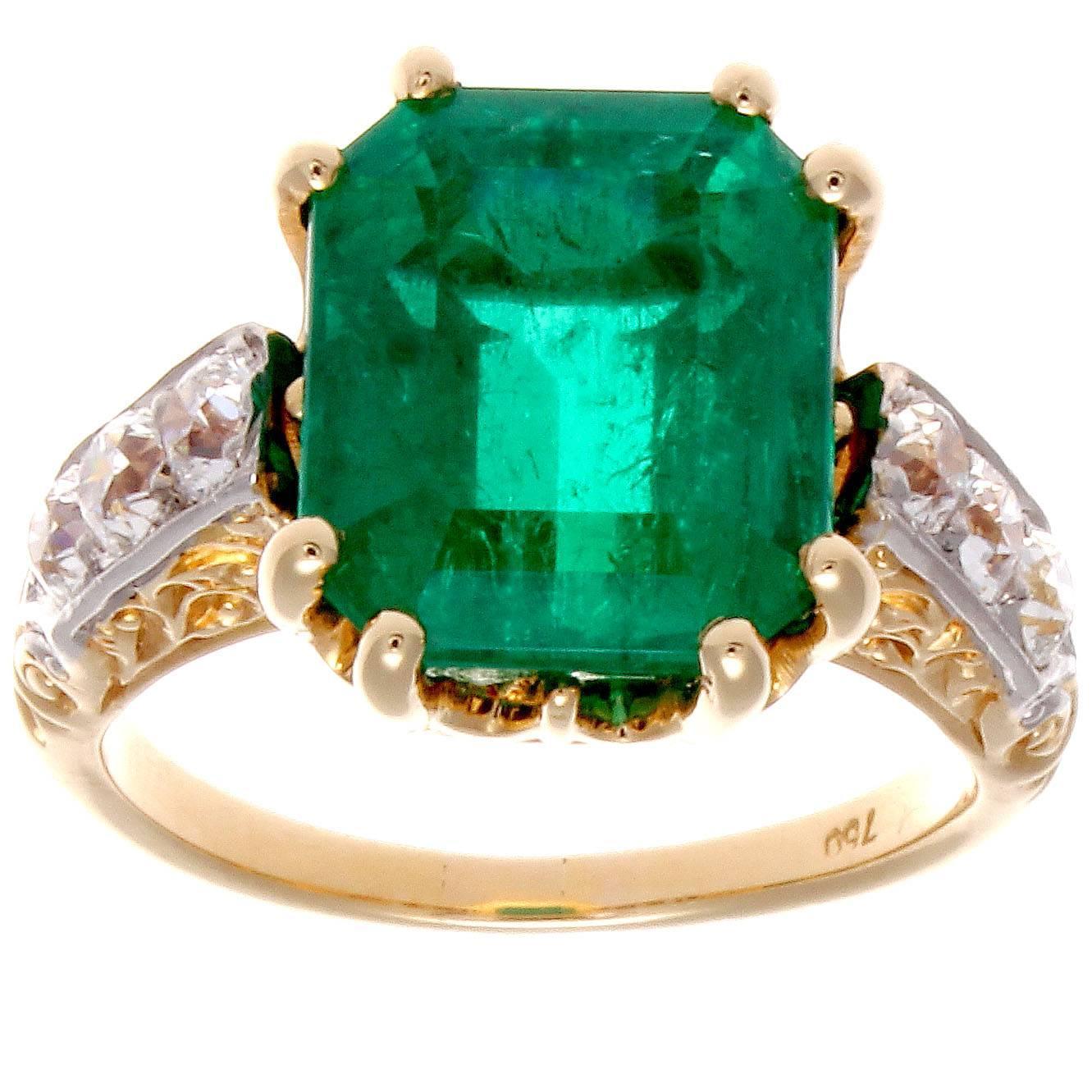 Five Carat Colombian Emerald Diamond Gold Ring For Sale At 1stdibs