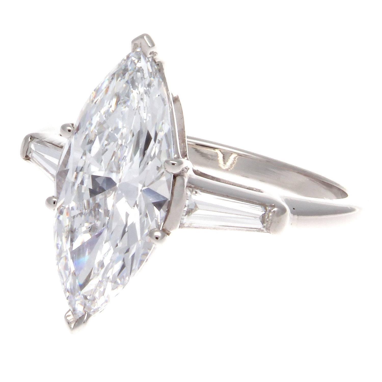 Rare 2.21 Carat D VVS1 GIA Cert Marquise Diamond Platinum Engagement ...