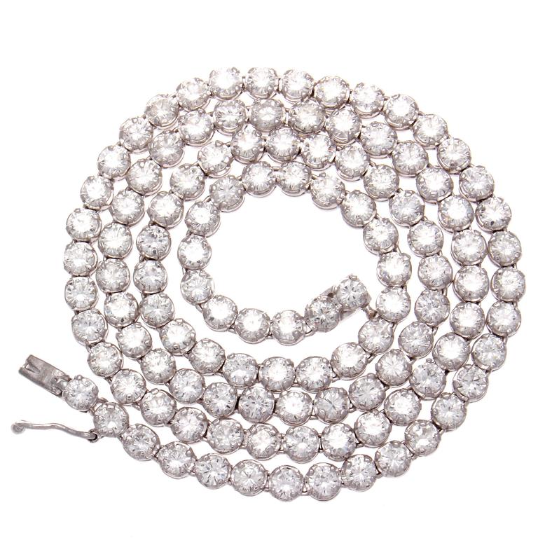 Diamond Gold Riviere Necklace For Sale at 1stDibs