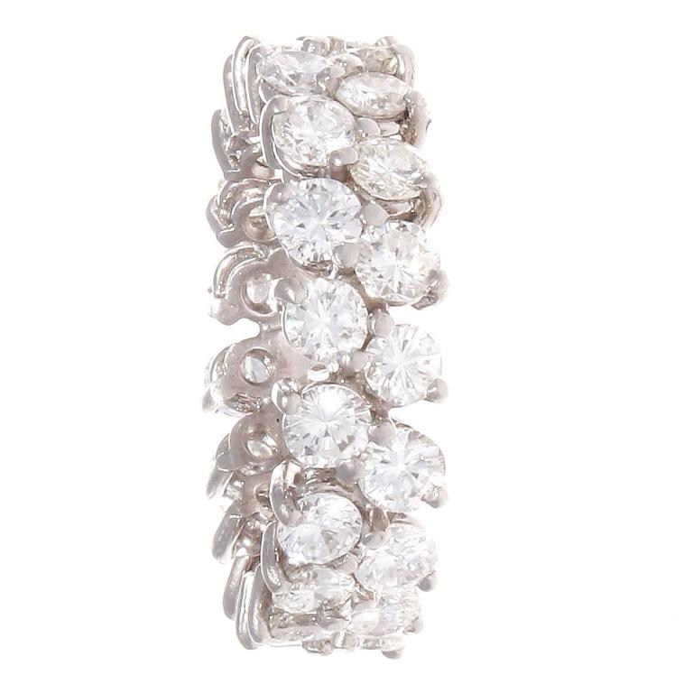 Two Row Diamond Platinum Eternity Ring at 1stDibs