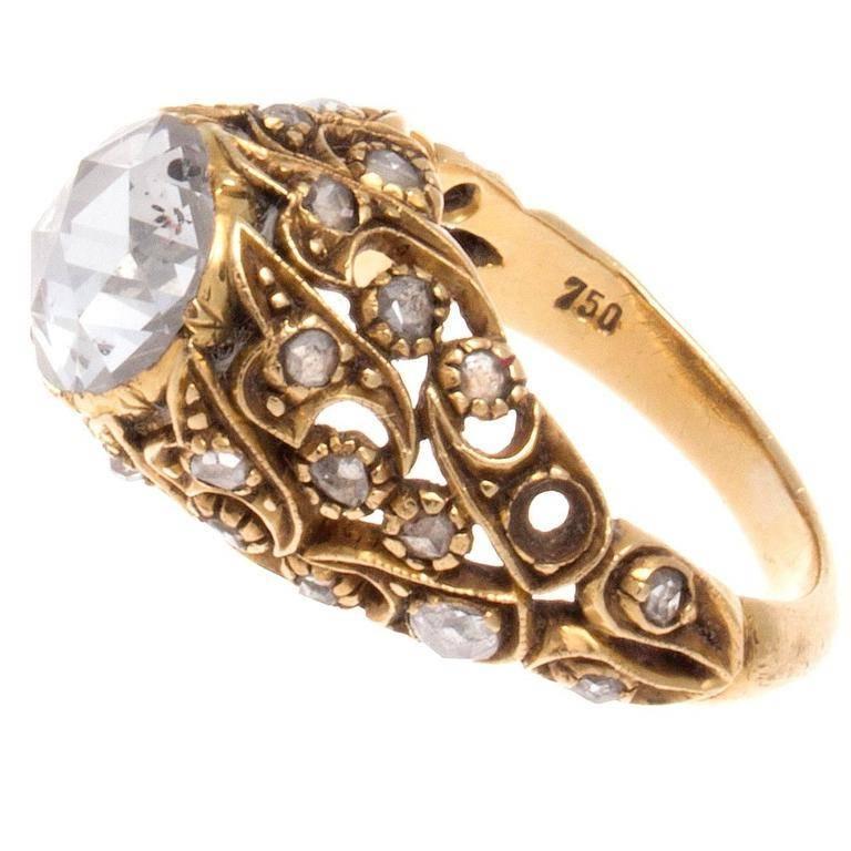 Turkish Rose Cut Diamond Gold Ring at 1stDibs | diamond ring price in ...