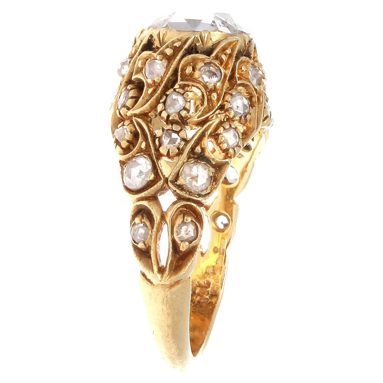 Turkish Rose Cut Diamond Gold Ring For Sale at 1stdibs