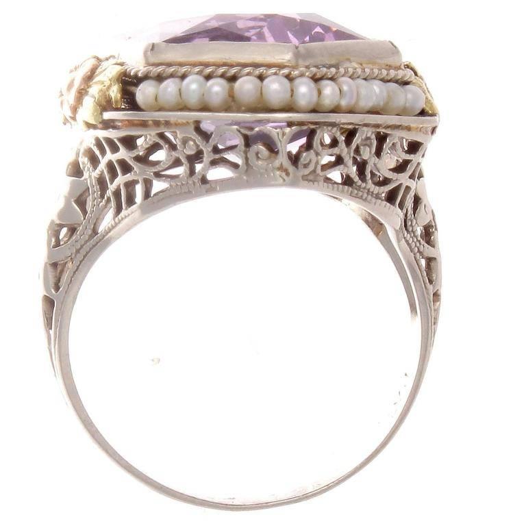 Amethyst Seed Pearl Gold Ring at 1stDibs | amethyst and seed pearl ring