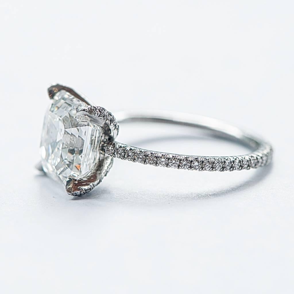 Marisa Perry Micro Pave 4 Carat Royal Asscher Diamond Ring at 1stDibs