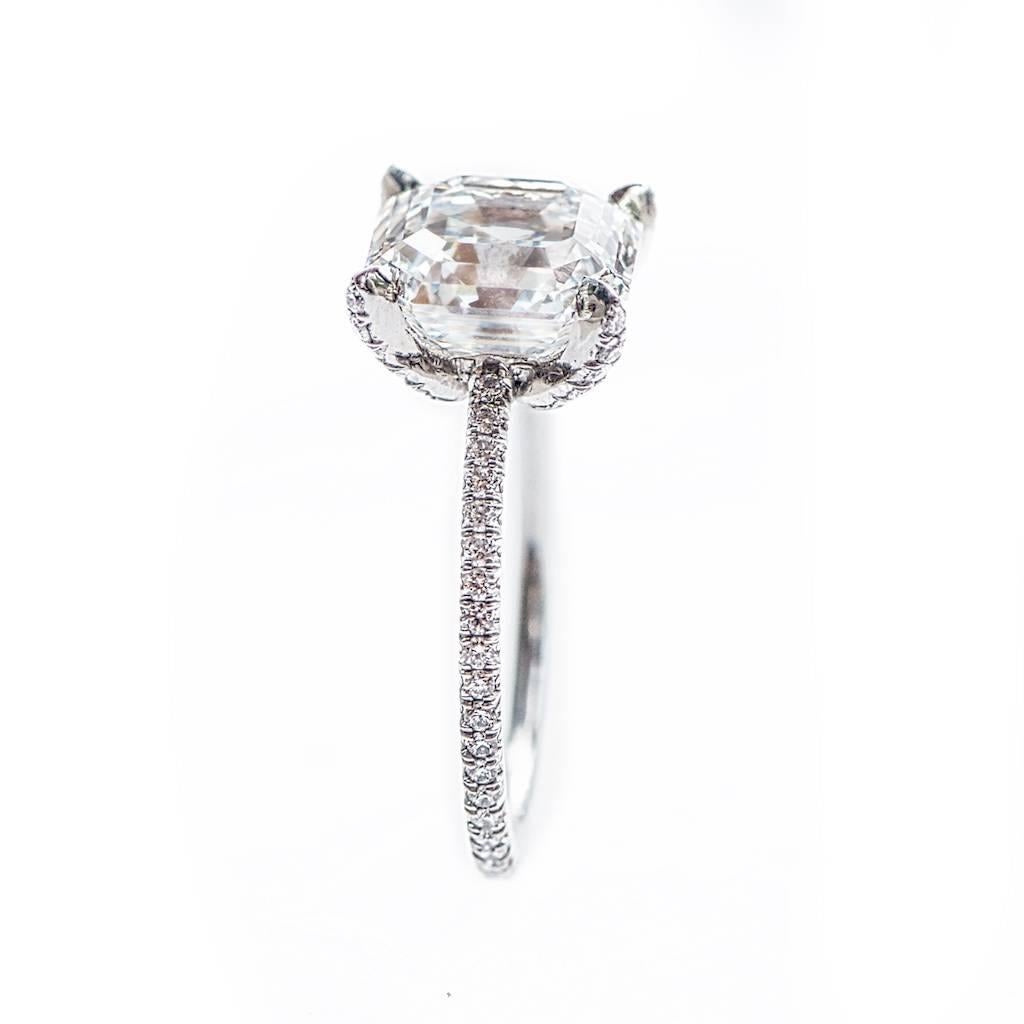 Marisa Perry Micro Pave 4 Carat Royal Asscher Diamond Ring at 1stDibs