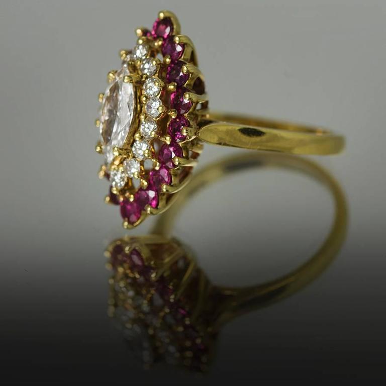 Ruby Marquise Diamond Gold Ring at 1stDibs