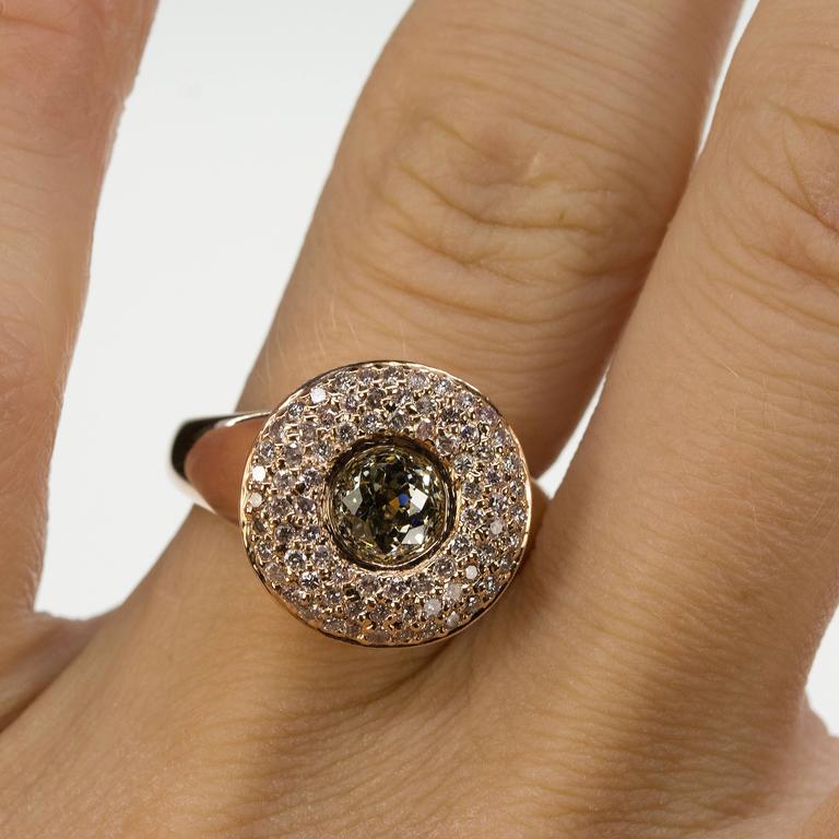 Diamond Pink Gold Button Ring For Sale (Free Shipping) at 1stDibs