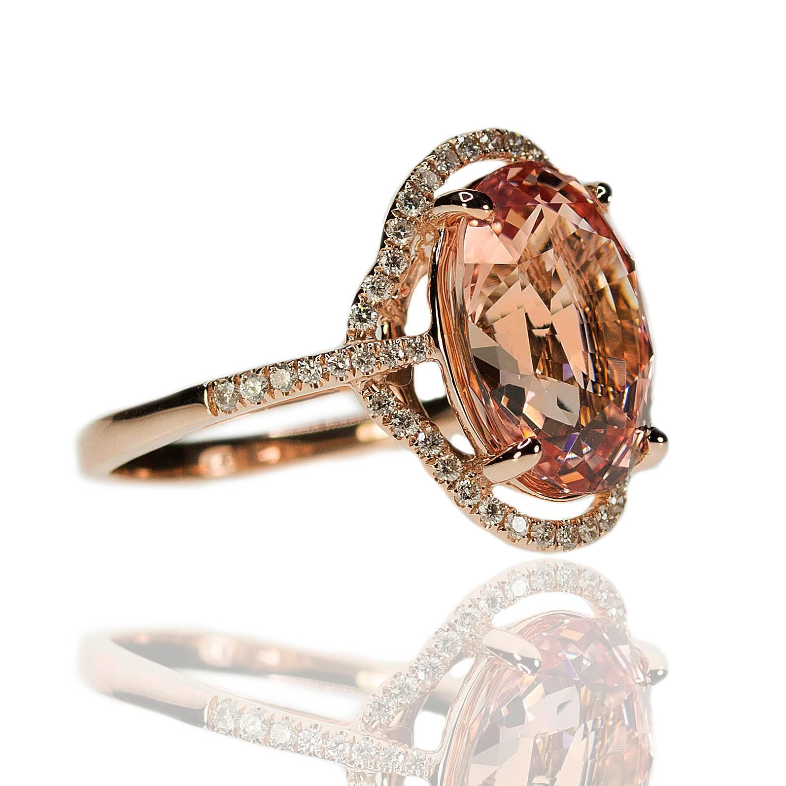 No Heat Ceylon Padparadscha Sapphire Pink Gold Ring at 1stDibs ...