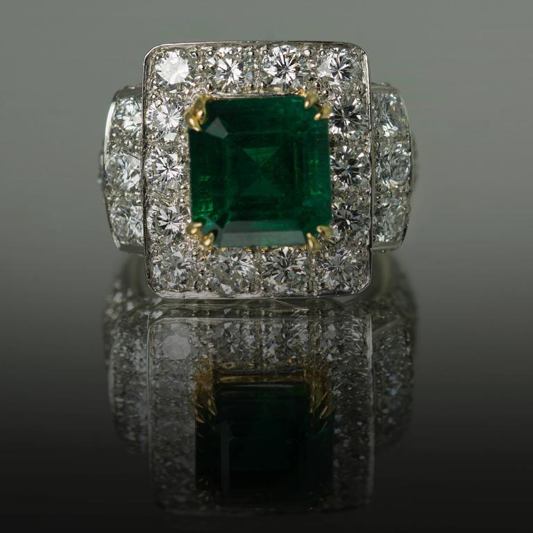 Keith Davis Emerald Diamond Platinum Ring For Sale at 1stDibs