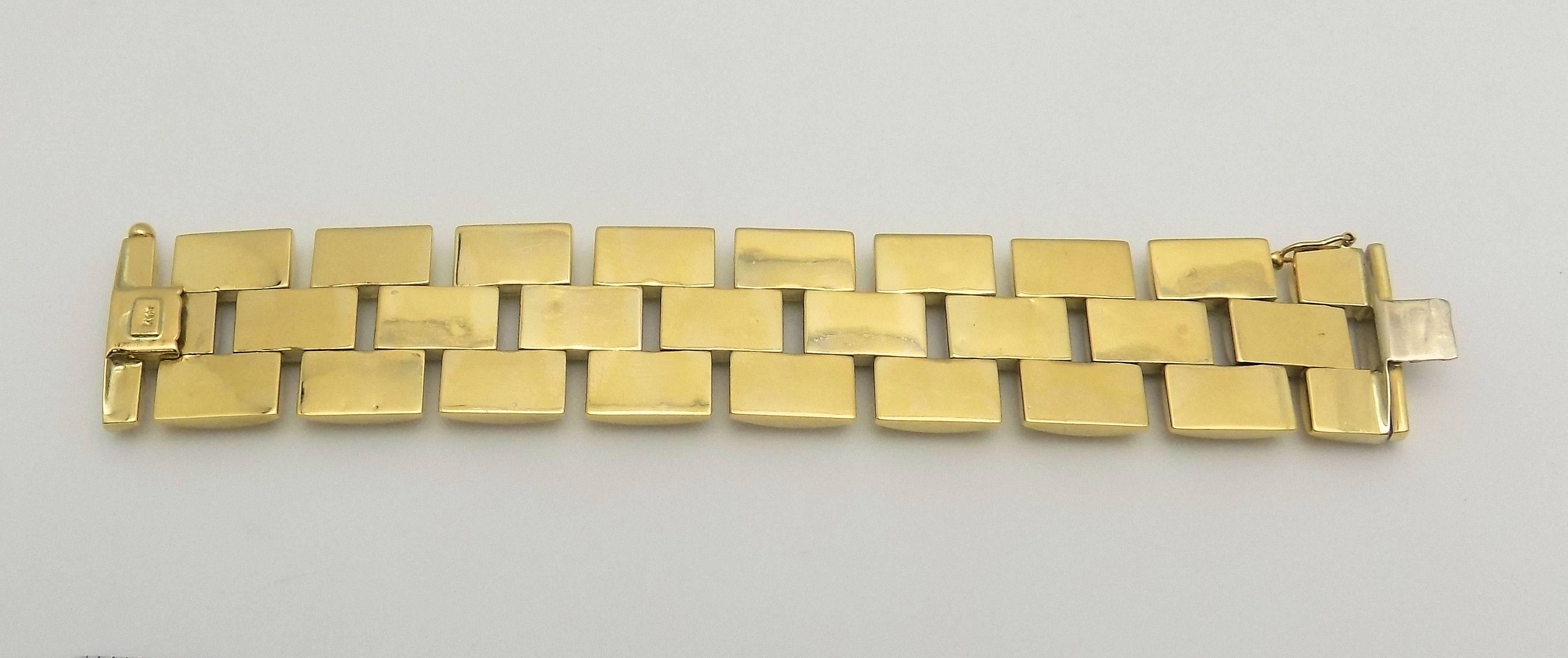 Yellow and White Gold Wide High Polished Dome Link Railroad Track ...