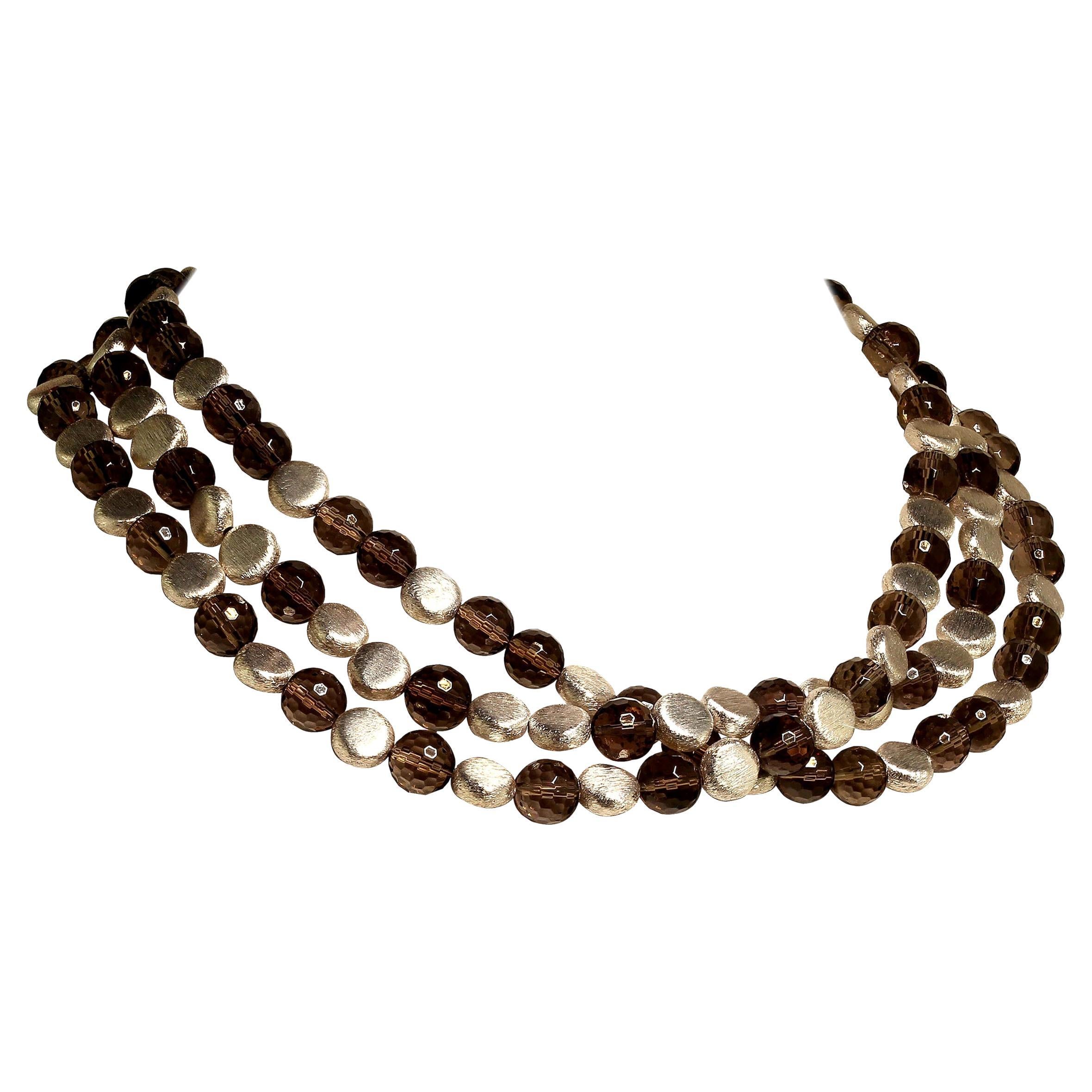 Pat Saling Triple Strand Citrine Gold Bead Necklace For Sale at 1stDibs ...