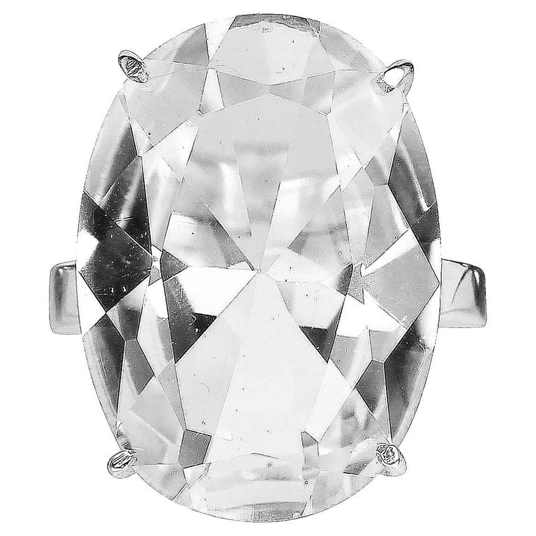 AJD Summer Sparkling Oval Quartz Crystal and Sterling Silver Ring Great ...