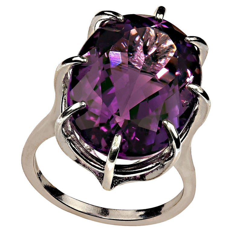 AJD Sparkling Oval Amethyst in Sterling Silver 8 Prong Ring February ...