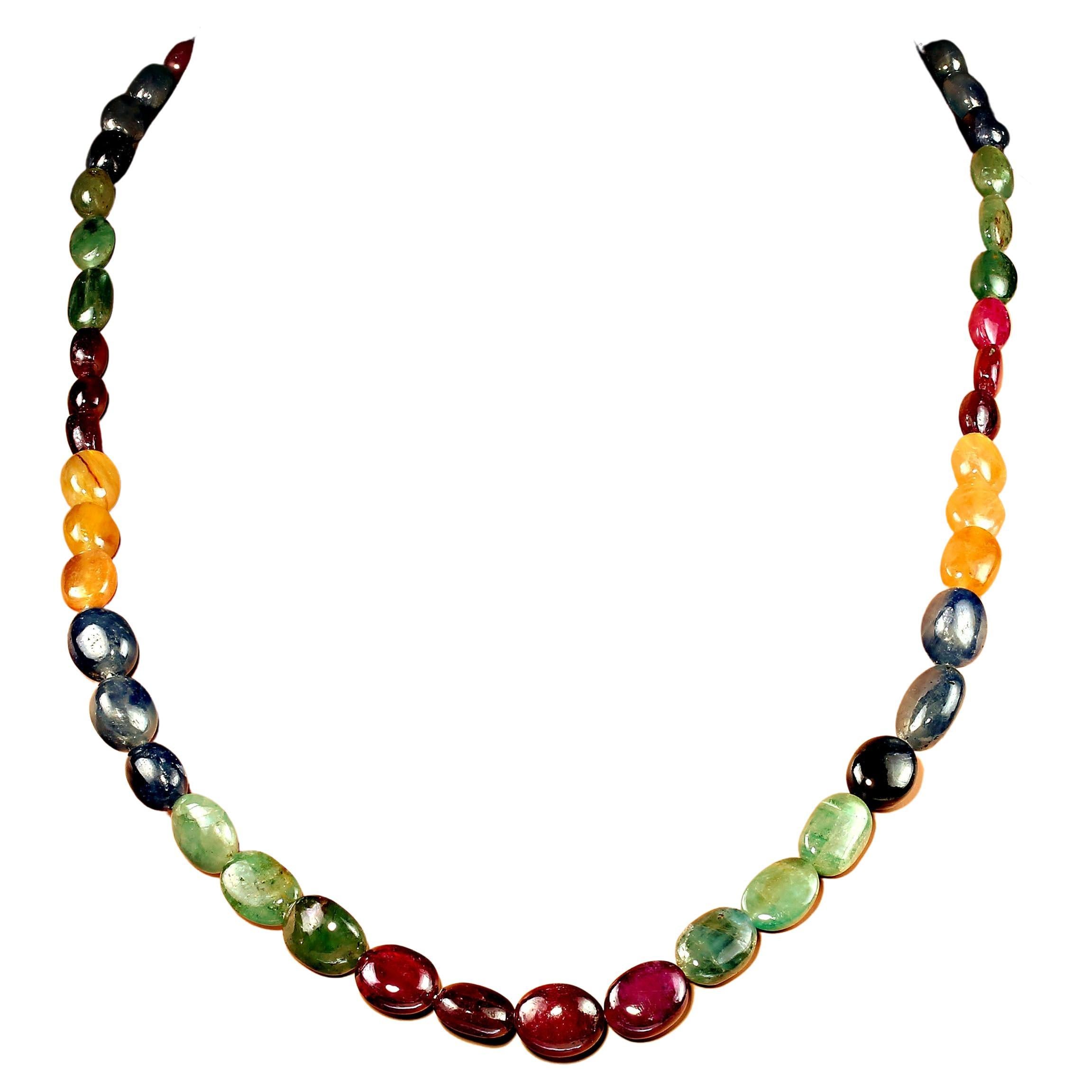 Multi-Color Sapphire Bead Necklace at 1stDibs