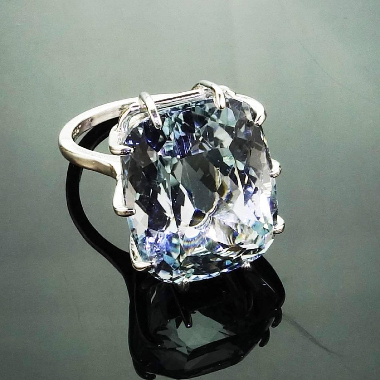 38 Carat Natural Blue Topaz in Sterling Silver Ring at 1stDibs