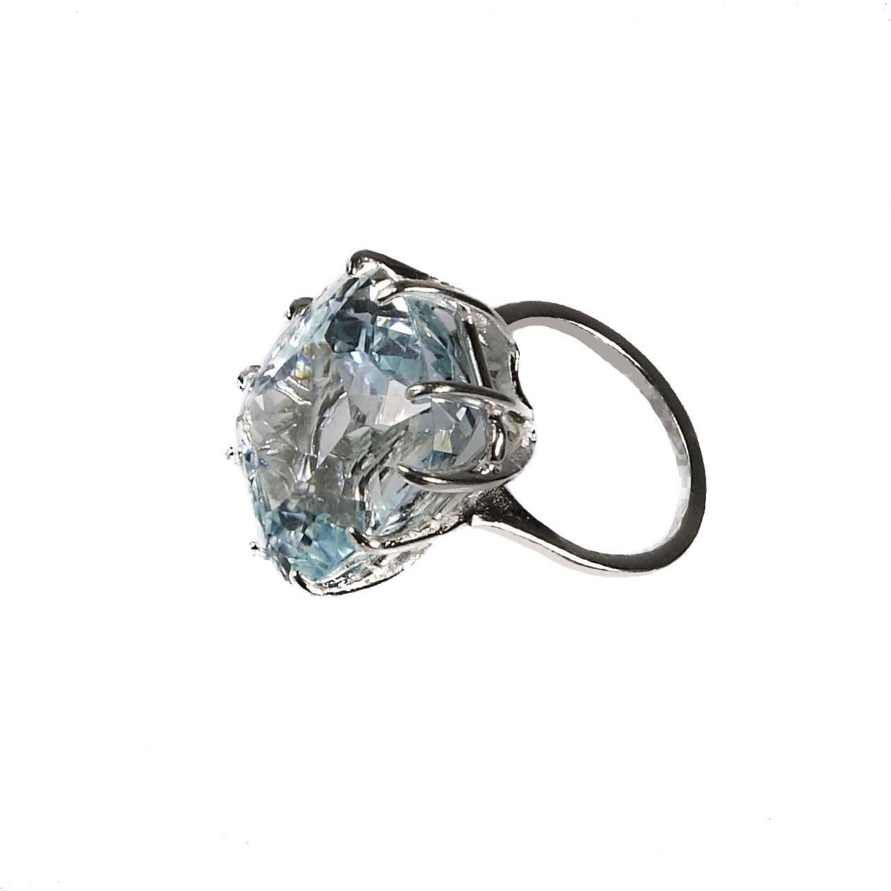 38 Carat Natural Blue Topaz in Sterling Silver Ring at 1stDibs