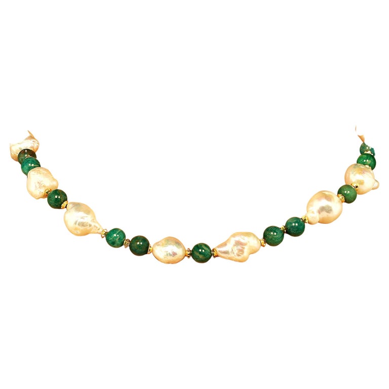 AJD 28 Inch Freshwater Pearl and Amazonite Necklace June Birthstone For ...