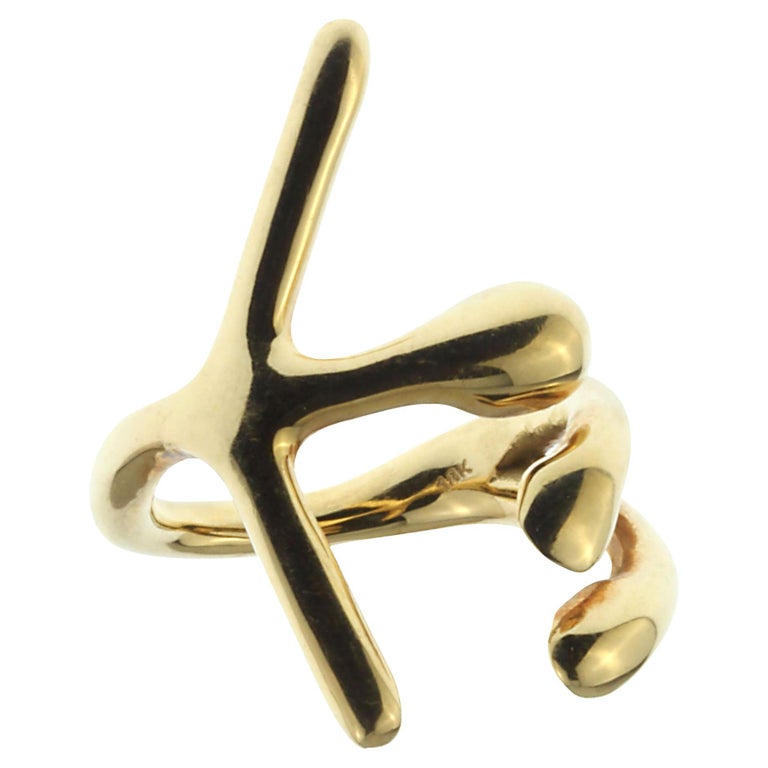 AJD 18 Karat Modern Free Form Crossover Ring at 1stDibs