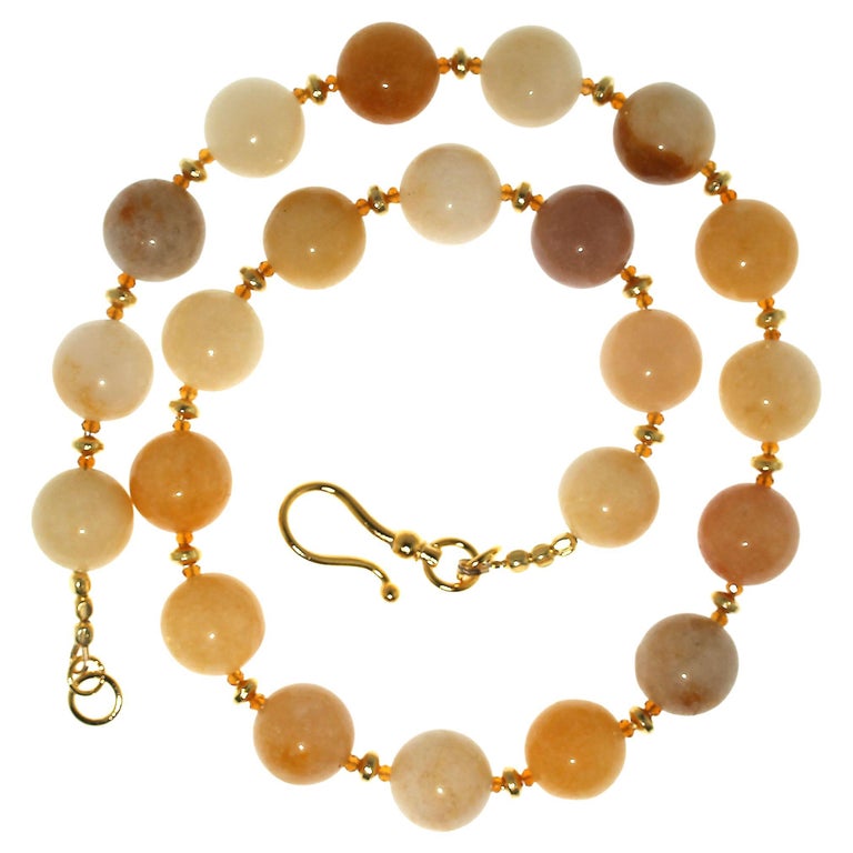 AJD Glowing Golden Jade Multi Shade Necklace at 1stDibs