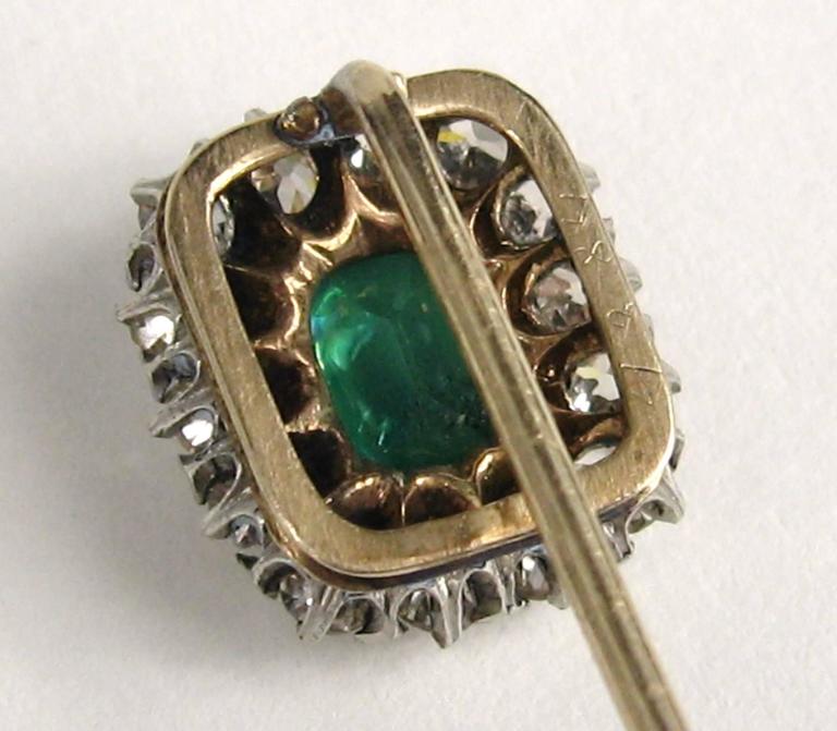 Spectacular 1920s Emerald and Diamond Platinum Gold Stick Pin at ...