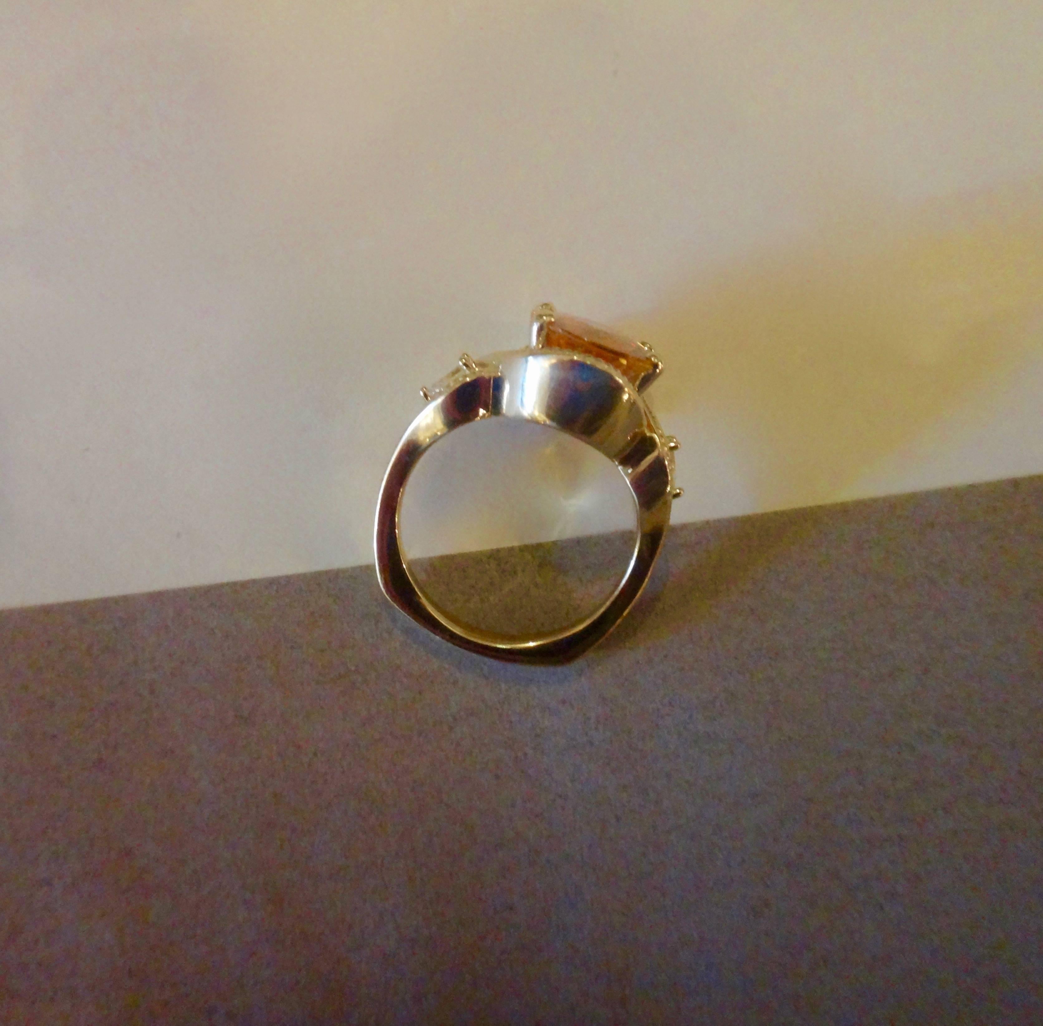 Saffron Yellow Sapphire Pear Shaped Diamond Three-Stone Ring at 1stDibs ...