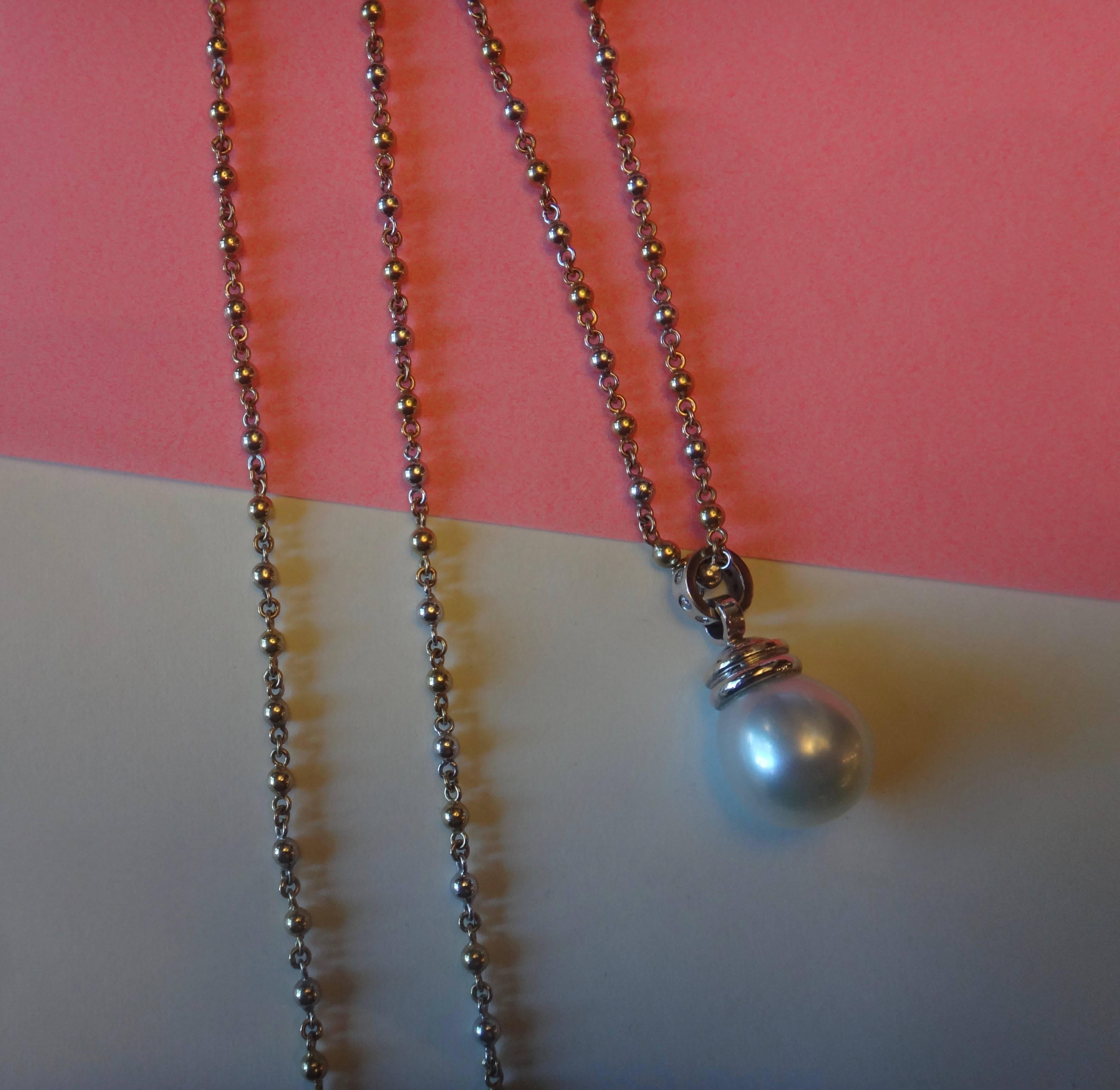 Paspaley South Sea Pearl Diamond Yellow And White Gold Chain Pendant at ...