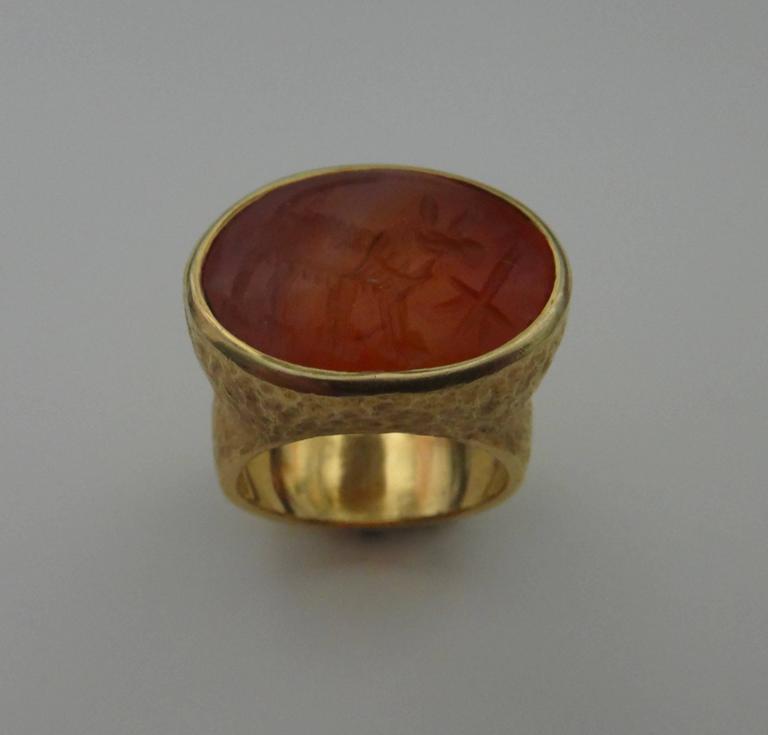 Michael Kneebone Ancient Persian Intaglio Carnelian Textured Ring at ...