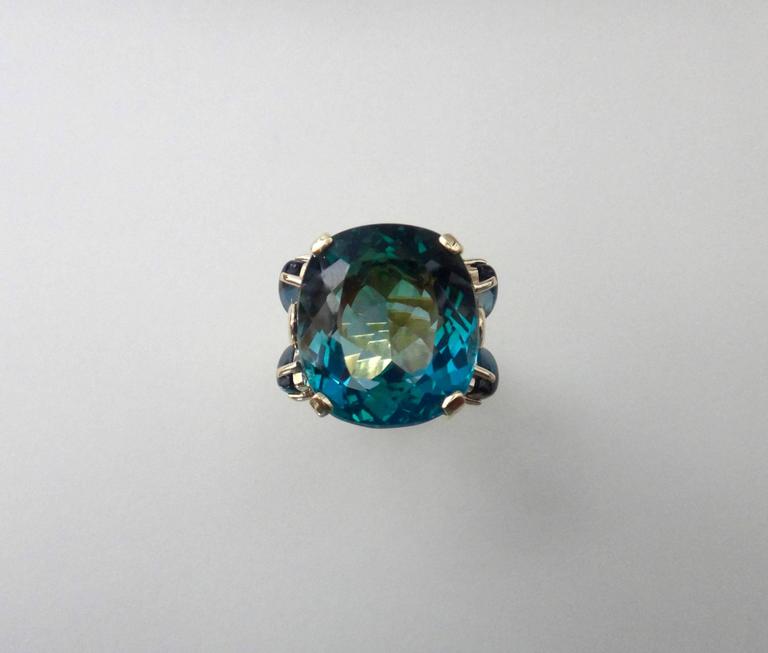 Michael Kneebone Bi-Color Topaz White Diamond Gold Cocktail Ring at 1stDibs