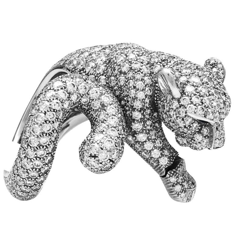 Cartier Ring, Féline Collection, Diamonds, Emeralds and Onyx at 1stDibs