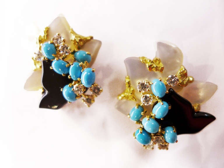 Chaumet Multicolor Diamond Gold Earrings at 1stDibs