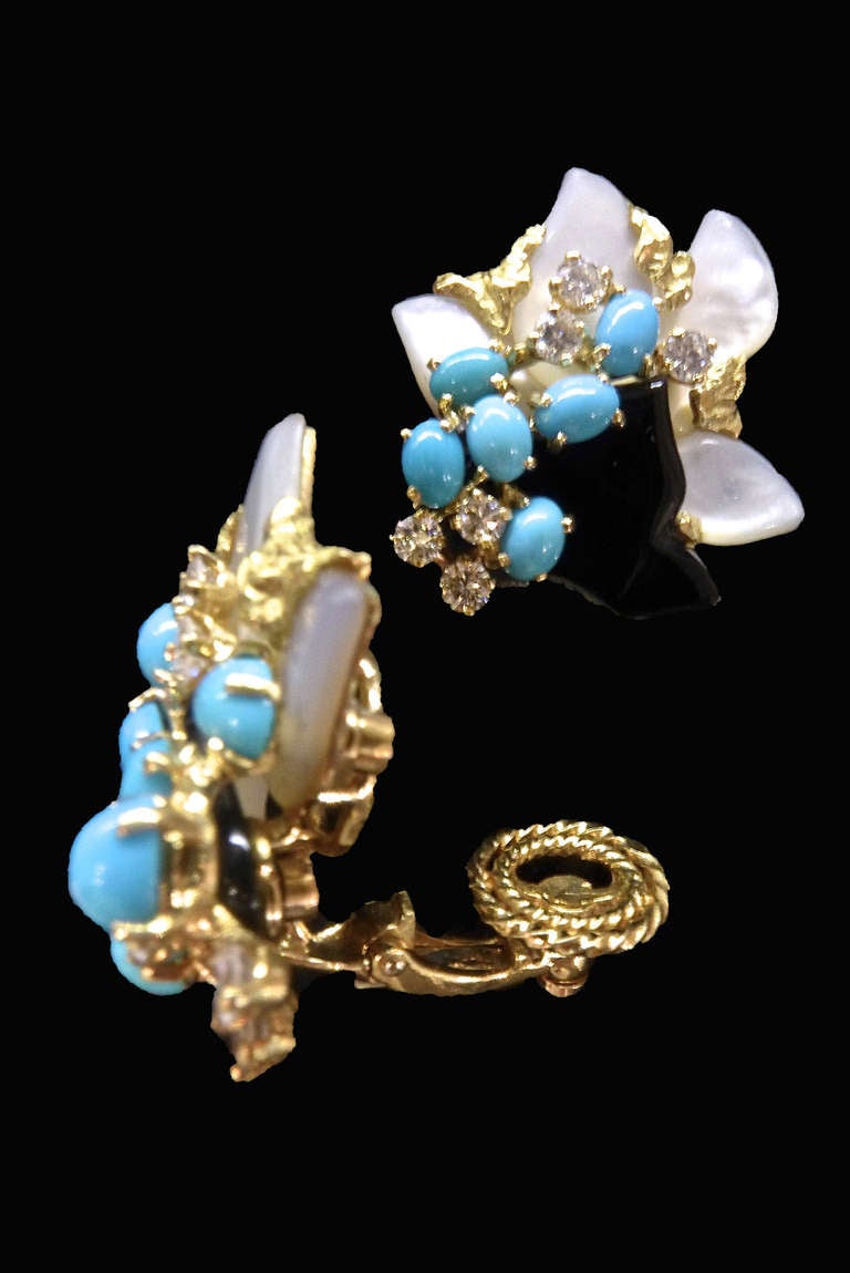 Chaumet Multicolor Diamond Gold Earrings at 1stDibs