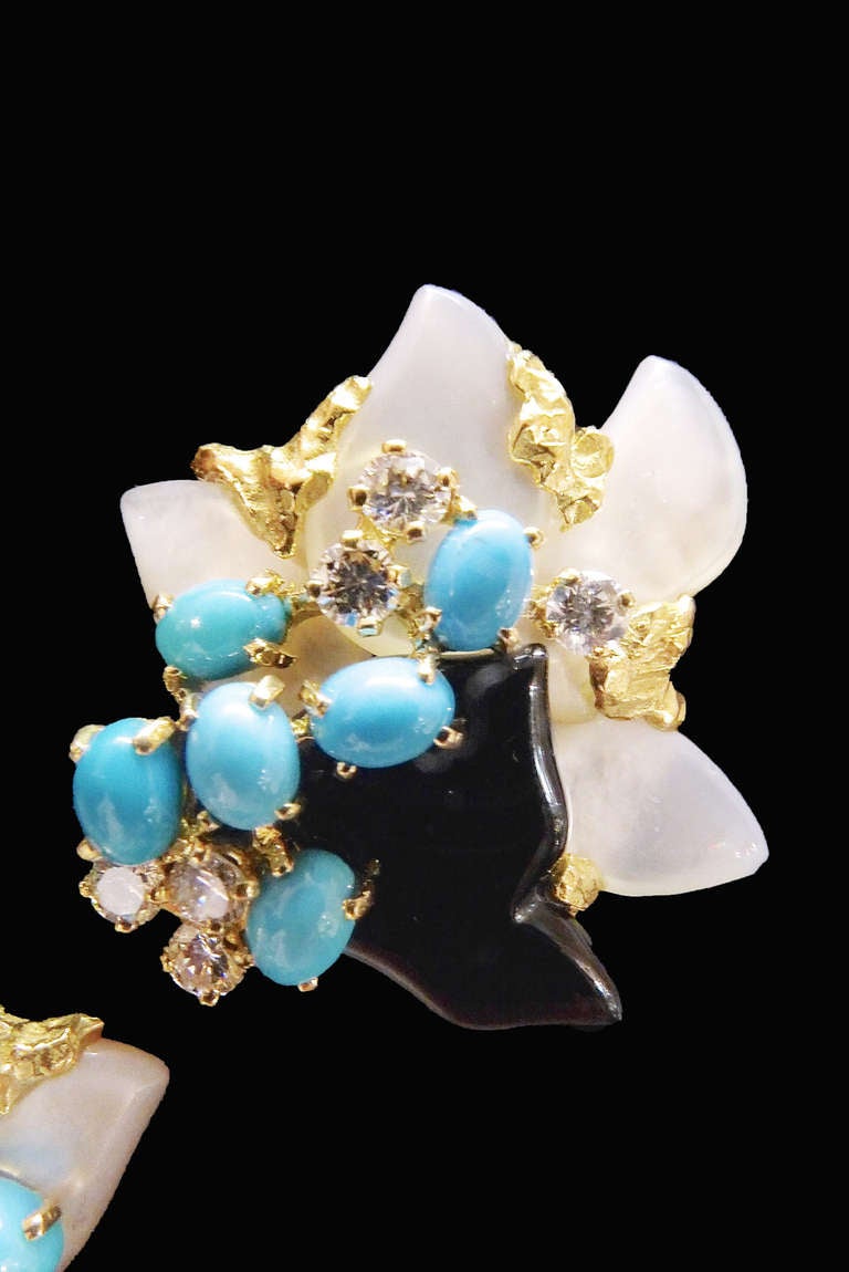 Chaumet Multicolor Diamond Gold Earrings at 1stDibs