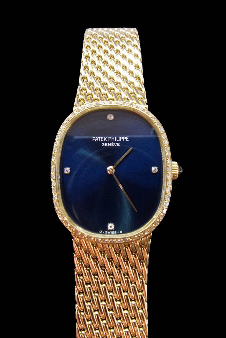 Patek Philippe Yellow Gold and Diamond Elipse Wristwatch. at 1stDibs
