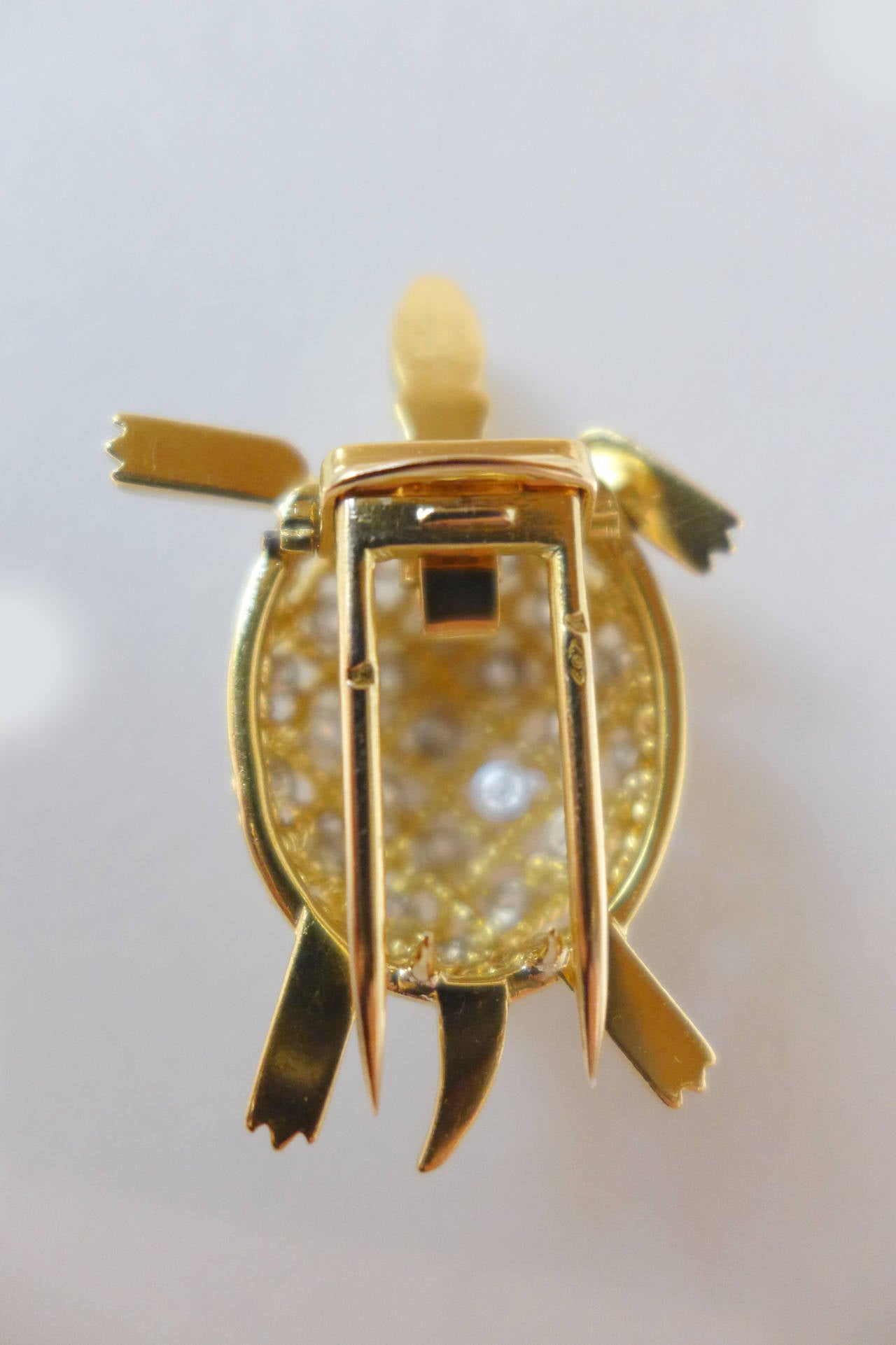Cartier Sapphire Diamond Gold Turtle Brooch at 1stDibs