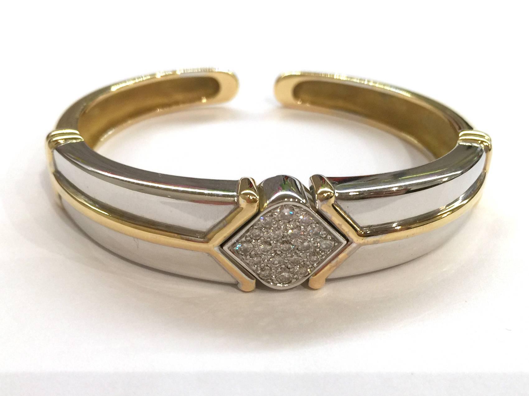 hermes Two Color diamond Gold bracelet at 1stDibs