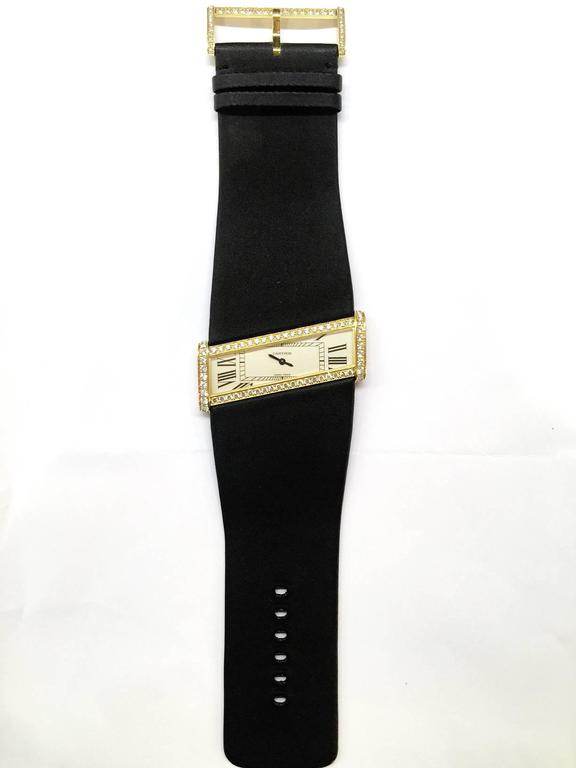 Cartier Yellow Gold Diamond Diagonal Quartz Wristwatch at 1stDibs ...